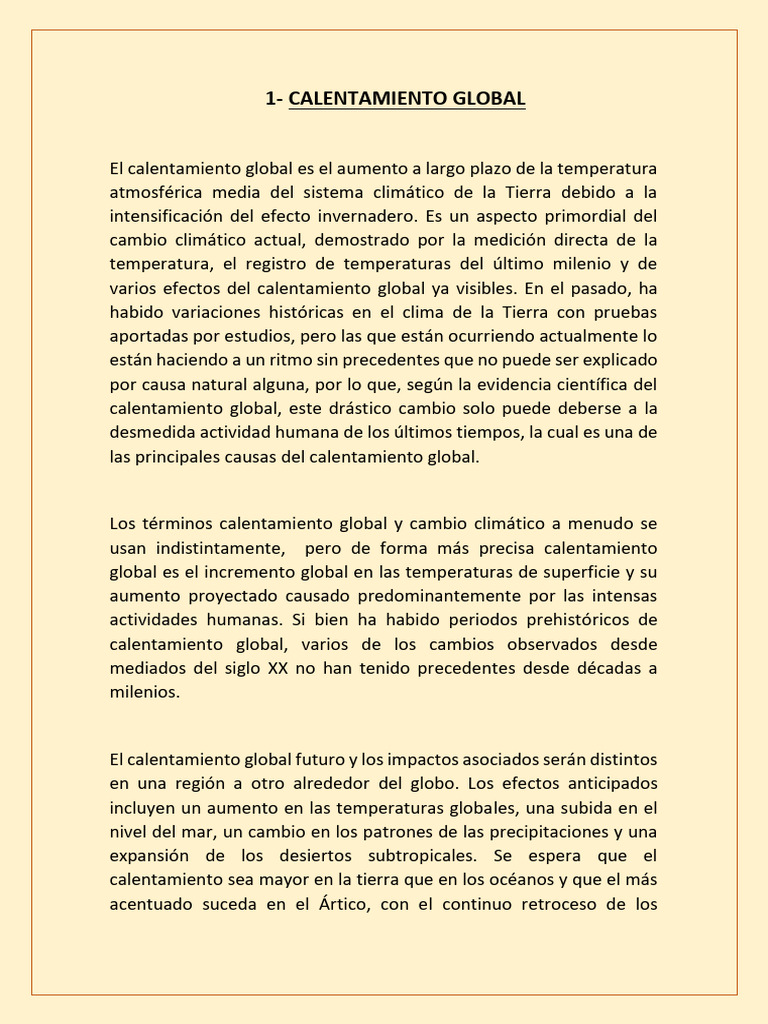 Calentamiento Global y Contaminación Tecnológica | PDF | Cambio ...