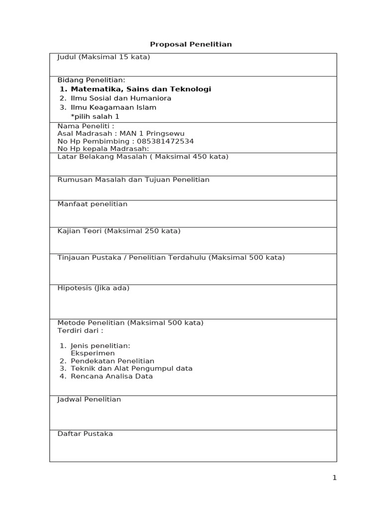 Format Penulisan Proposal | PDF