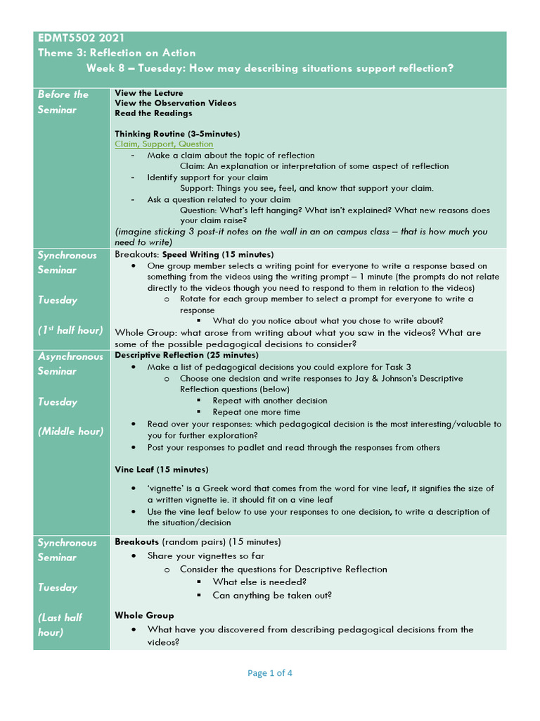 Final_EDMT5502 2021 Week 8 Non PEx Tuesday Learning | PDF | Experience ...