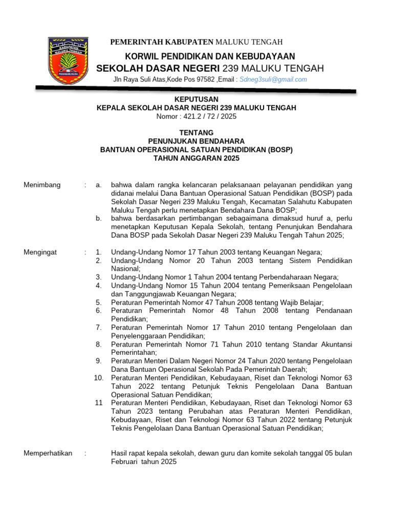 SK Bendahara 2025 | PDF