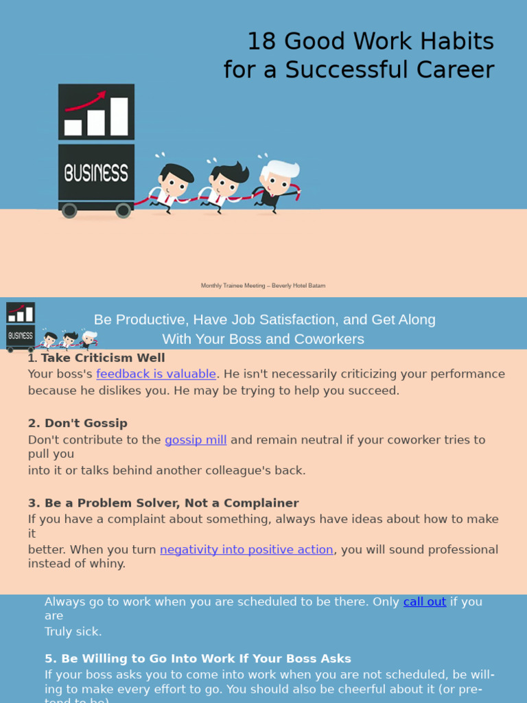 18 Good Work Habits | PDF | Behavioural Sciences | Cognition