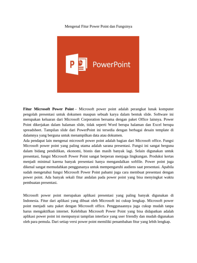 Mengenal Fitur Power Point Dan Fungsinya | PDF