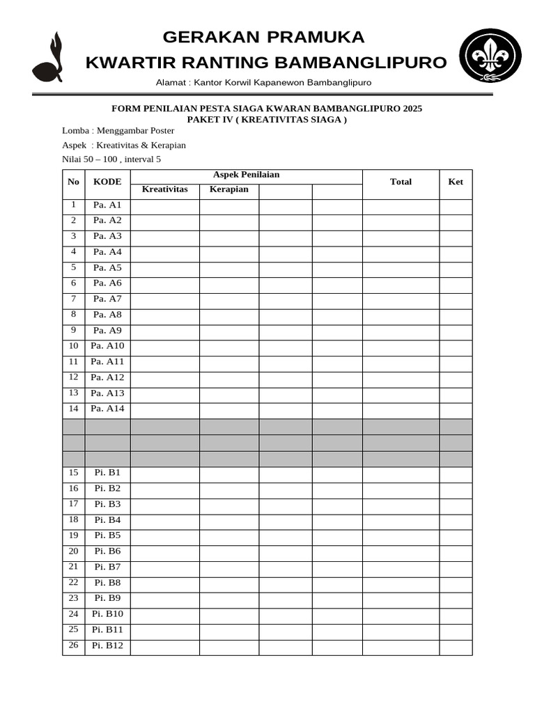 Form Penilaian PS Paket 4 (Poster) | PDF