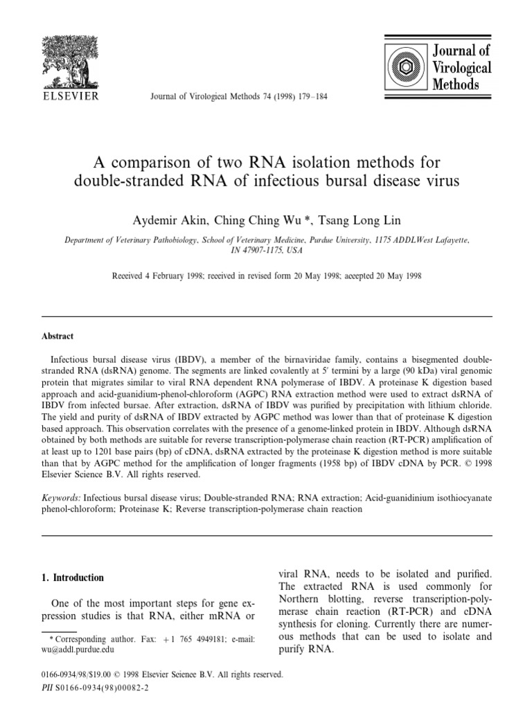 A Comparison of Two RNA Isolation Methods For Double-Strande | PDF | Complementary Dna ...