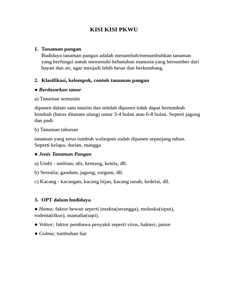 Kisi Kisi Pkwu | PDF
