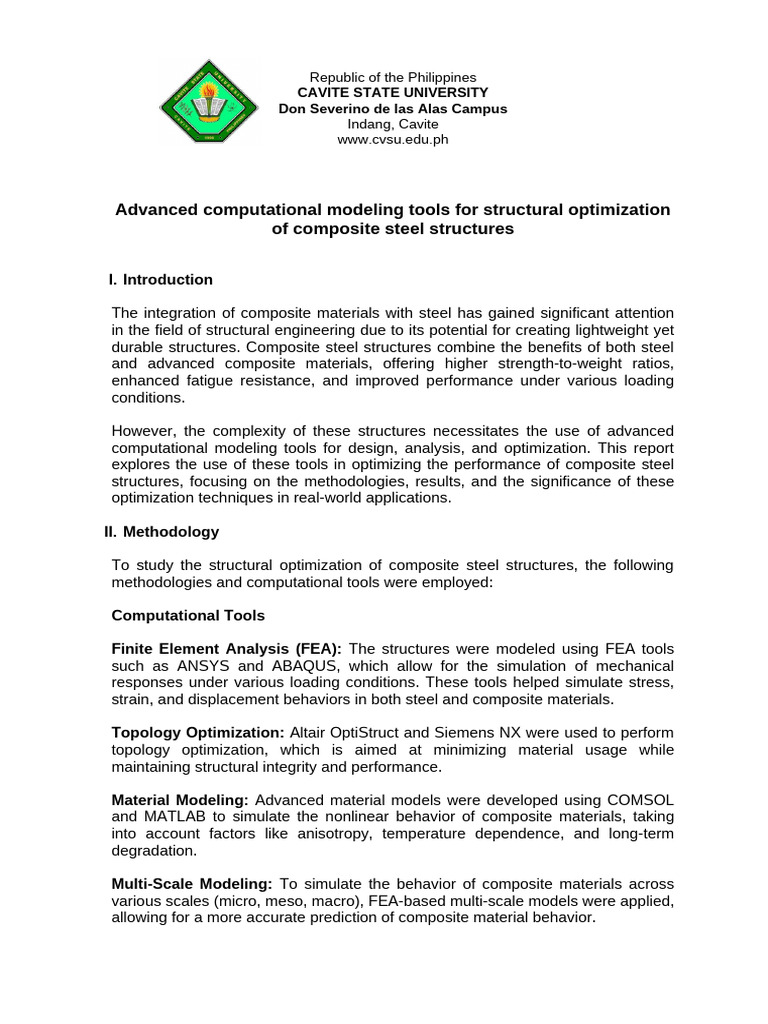 Advanced Computational Modeling Tools For Structural Optimization of Composite Steel Structures ...