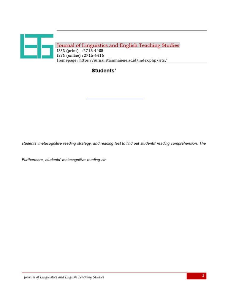 Metacognitive Strategies and Reading Comprehension | PDF | Reading ...