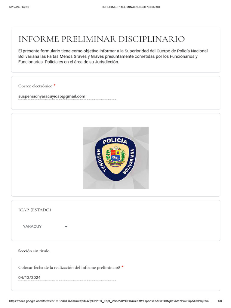 Informe Disciplinario Policía Yaracuy | PDF | Policía | Violación
