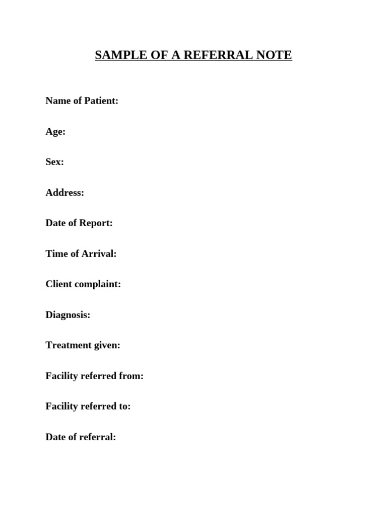 Referral Note | PDF
