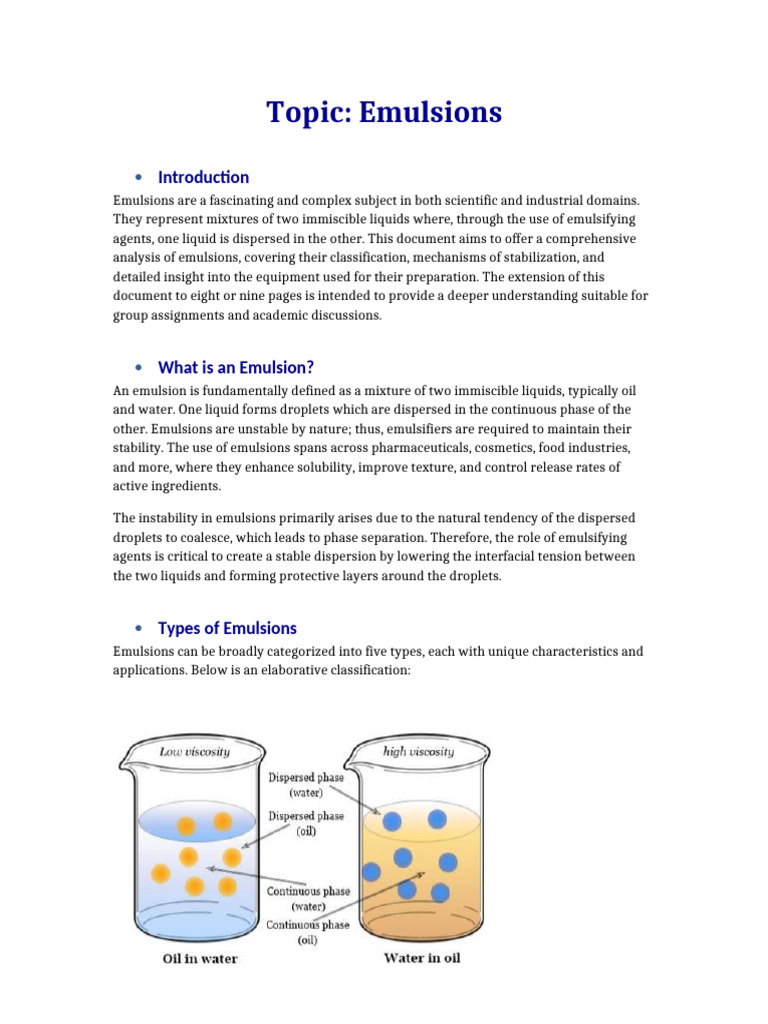 Expanded Emulsions Assignment Final | PDF | Emulsion | Pharmaceutical ...