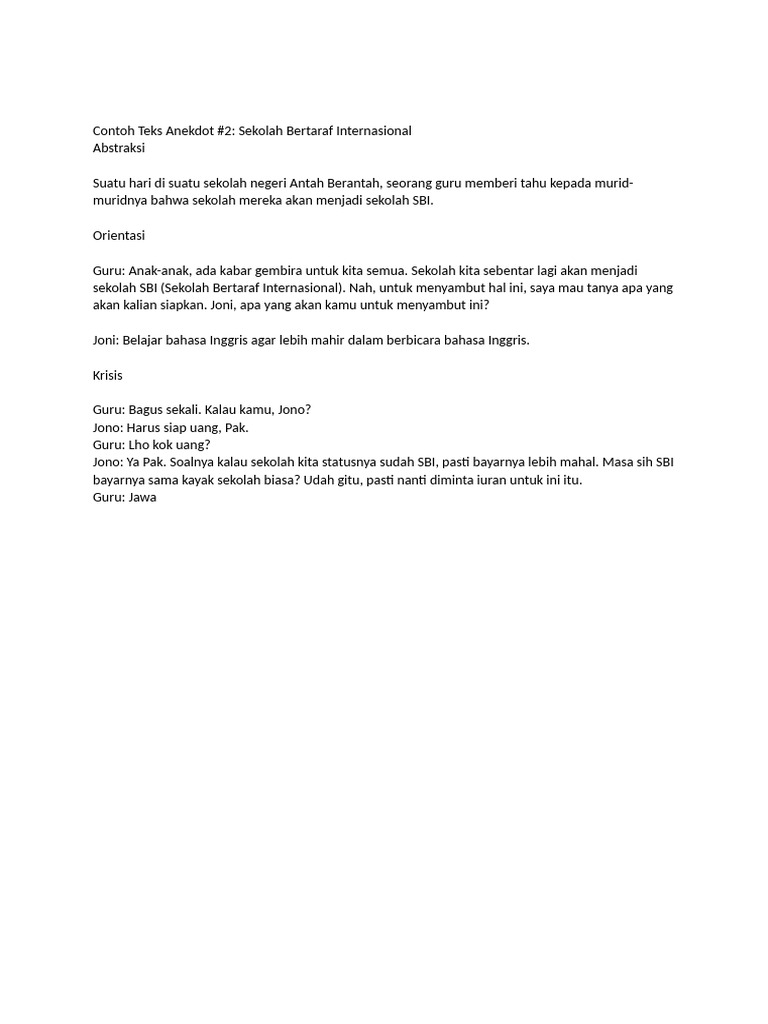 Contoh Teks Anekdot Maulidia | PDF