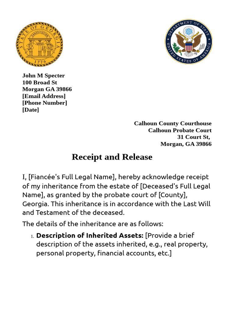 Inheritance Receipt and Release Form | PDF