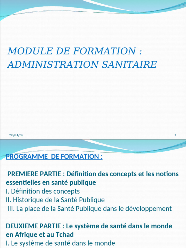 Formation en Administration Sanitaire | PDF | Santé publique | Afrique