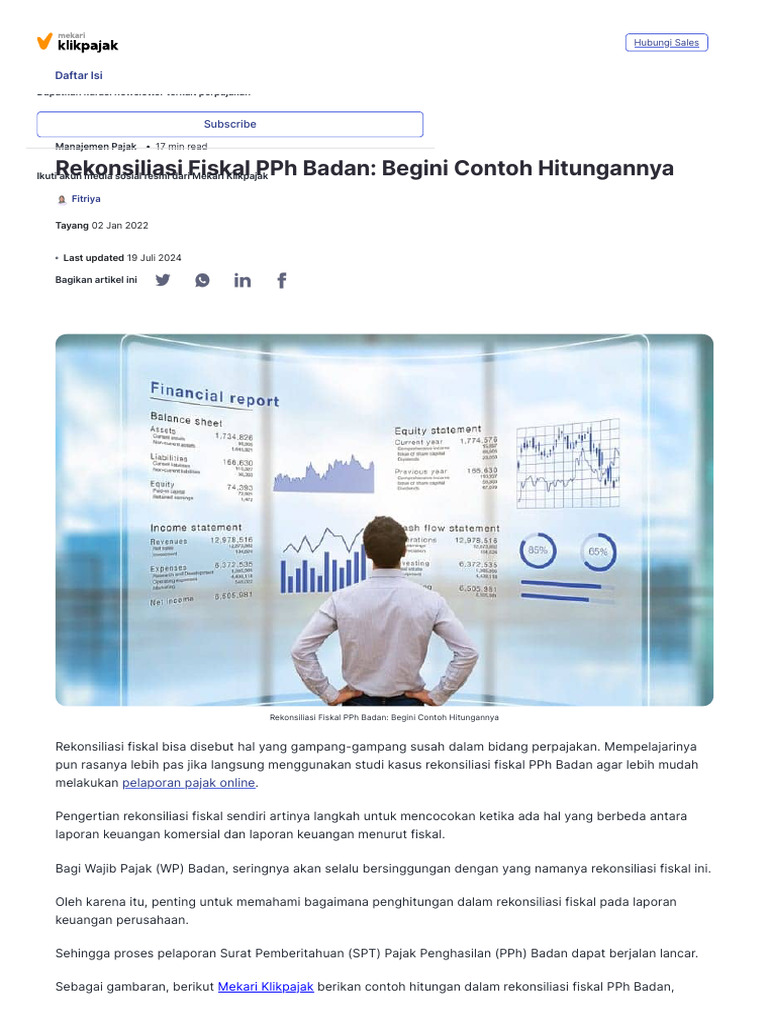Contoh Hitung Rekonsiliasi Fiskal PPh Badan | PDF