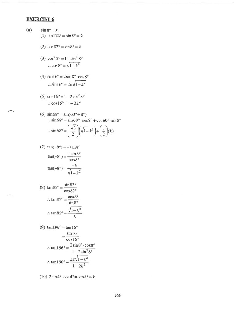 Grade 12 Trig Solns Exer 6 - 11 | PDF