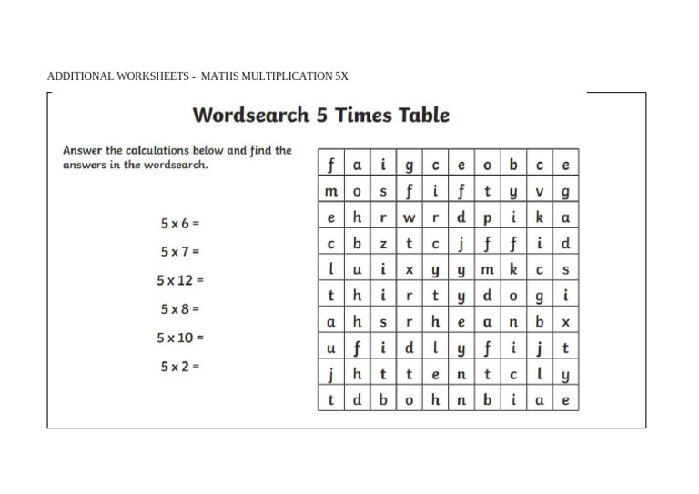 MATHS-MULTIPLICATION-5X | PDF