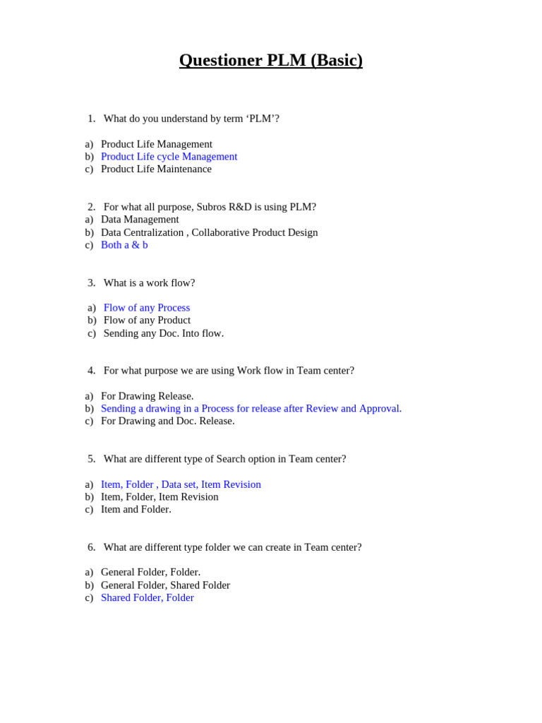 Test Paper - PLM - Basic | PDF