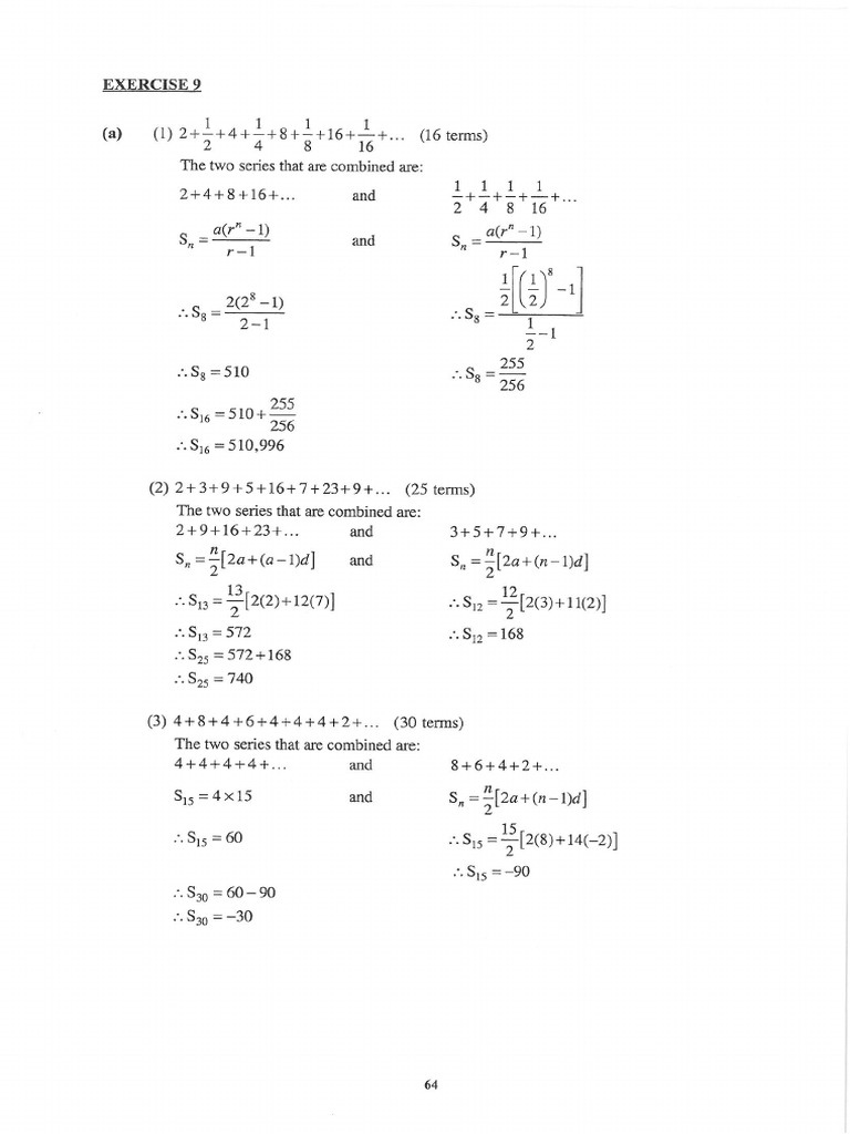 Grade 12 Sequences & Series Solns Exer 9 | PDF
