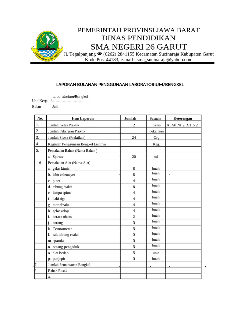 Laporan Laboran - PKKS | PDF