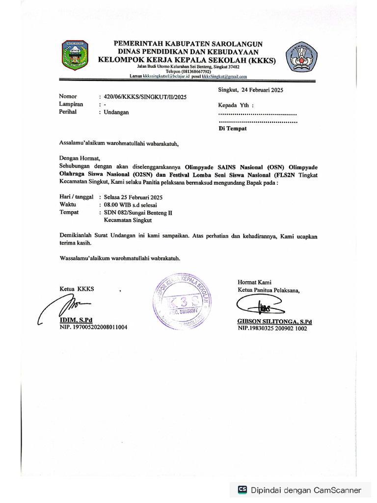 Undangan Untuk Kepsek Kades | PDF