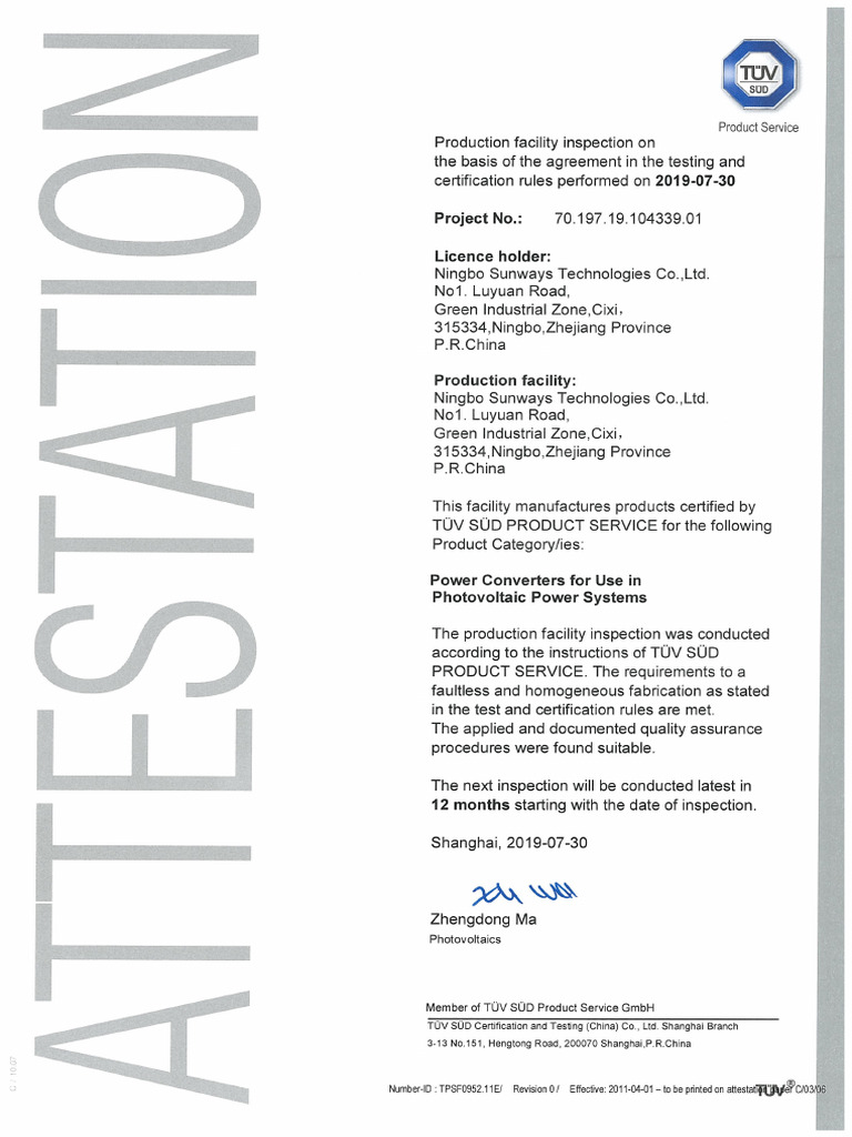 TUV SUD Certificate | PDF