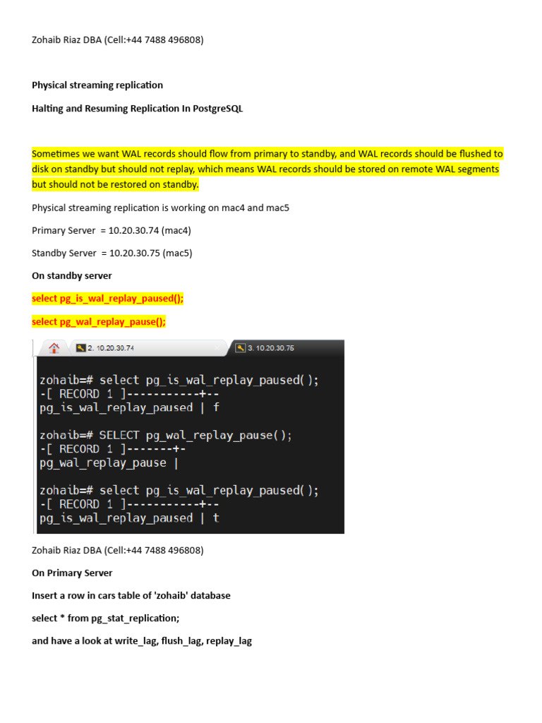 Halting and Resuming Replication in PostgreSQL | PDF