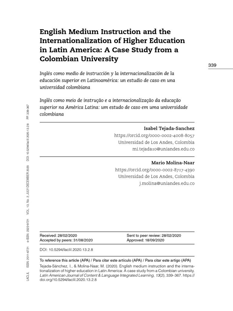 English Medium Instruction and The Internationalization of Higher ...