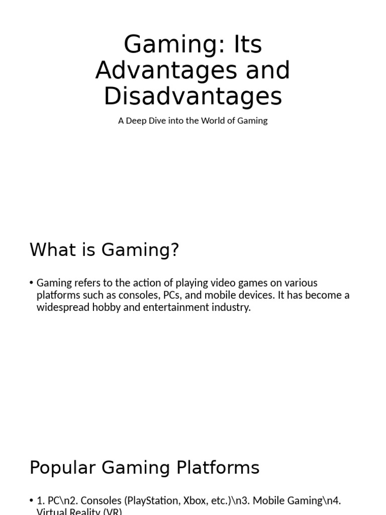 Gaming: Pros and Cons Explored | PDF