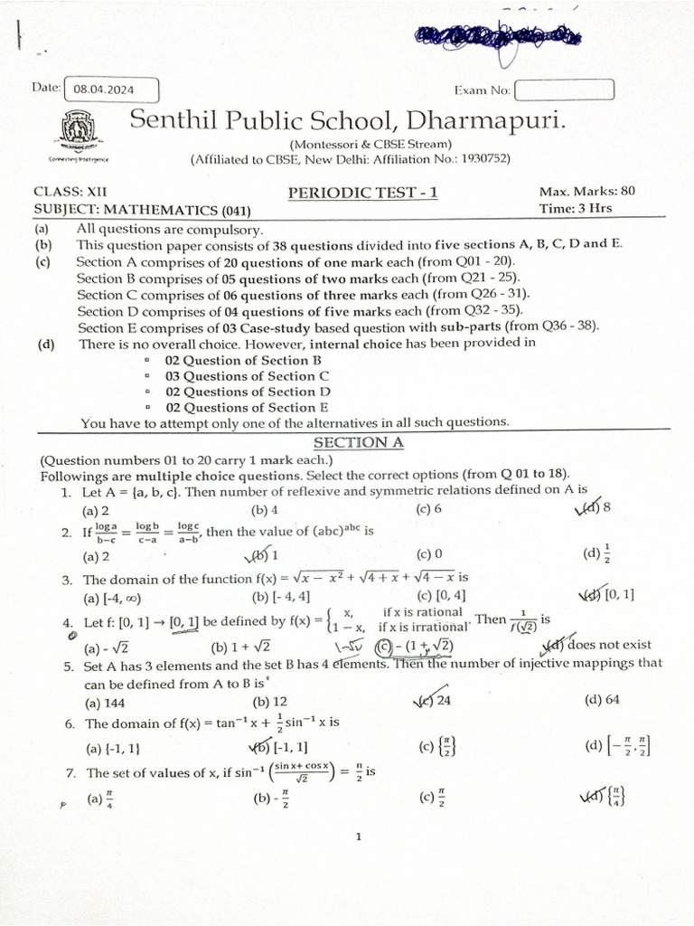 Math PT-1 QP 2024-25 | PDF