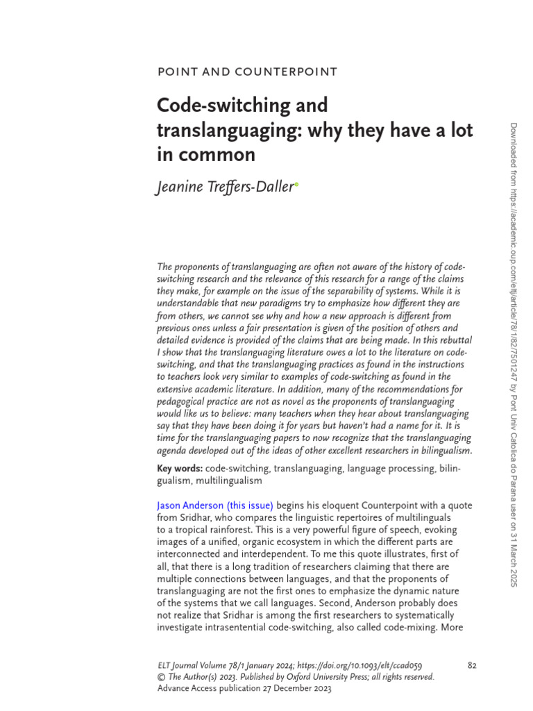 Code-Switching and Translanguaging | PDF | Multilingualism | Language Acquisition