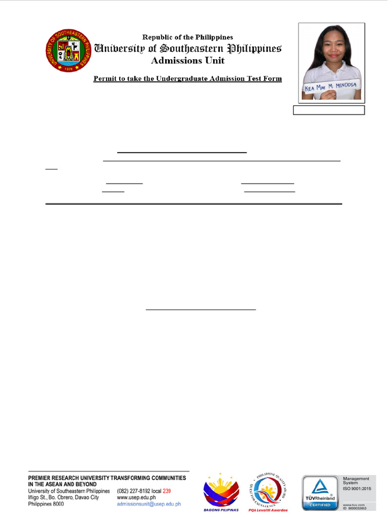 USeP Admission Exam Details for 2024 | PDF