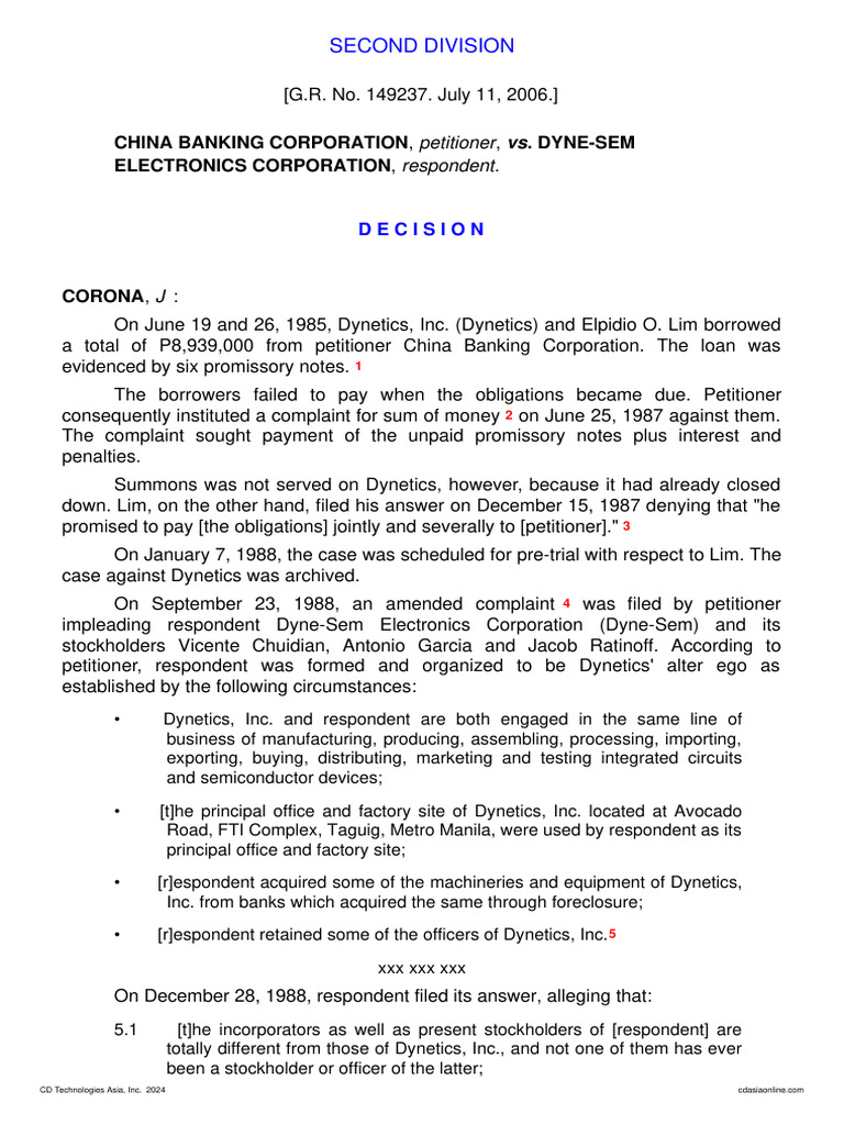 Dyne-Sem Not Alter Ego of Dynetics | PDF | Appellate Court | Appeal