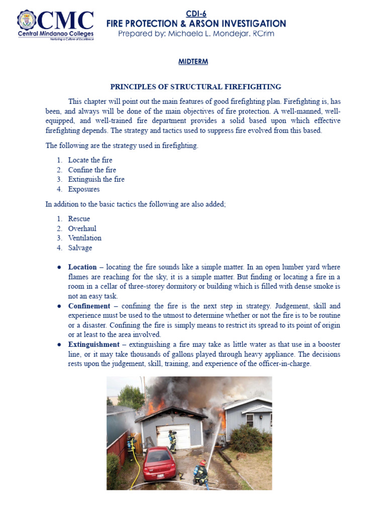 Cdi 6 Midterm Hand Outs | PDF | Firefighting | Fires