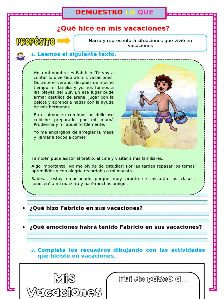 Mis vacaciones de verano con Fabricio | PDF