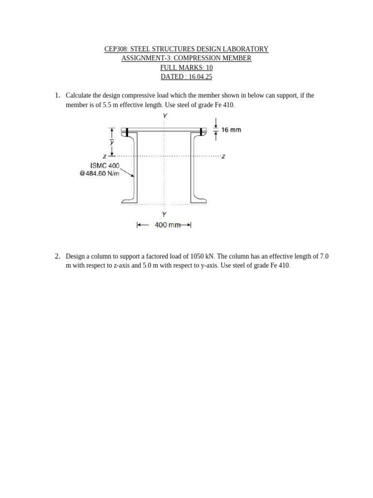 Assignment-3-Compression Members and Column Bases | PDF