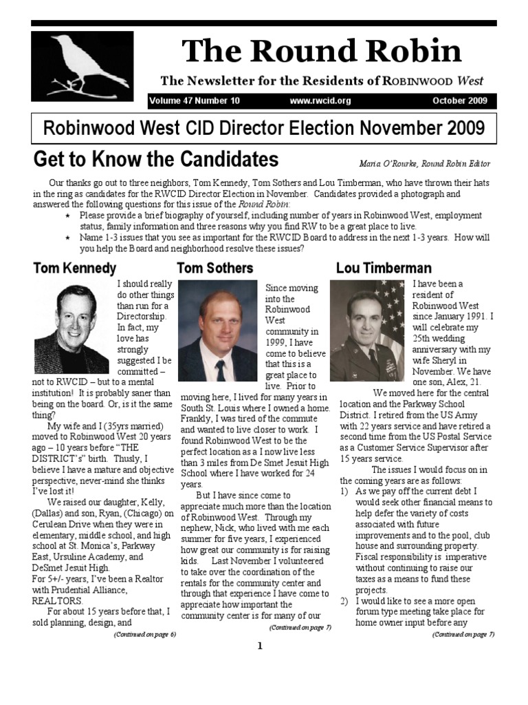 Round Robin October 2009 | PDF | Voting | Elections