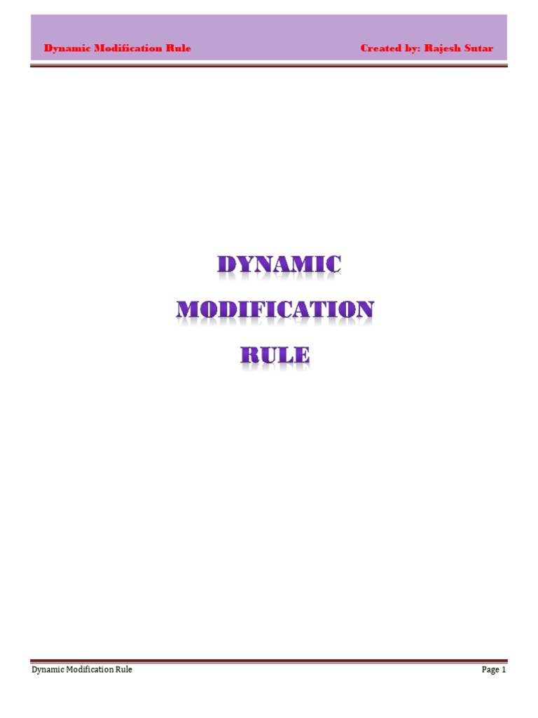 SAP QM - Dynamic Modification Rule | PDF
