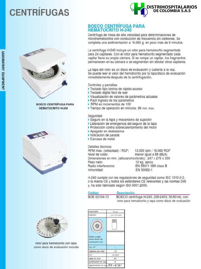 Ficha Tecnica Microcentrifuga | PDF