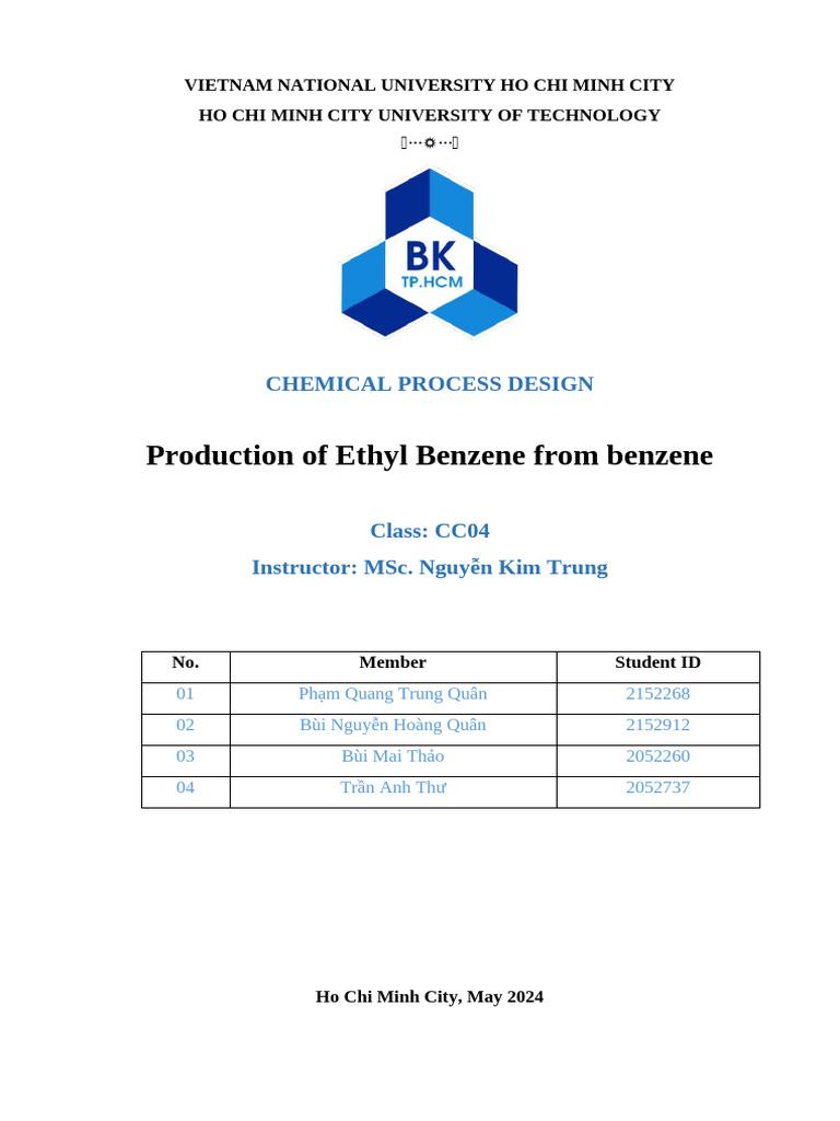CC04_Report of Production of Ethyl Benzene From Benzene (1) | PDF ...