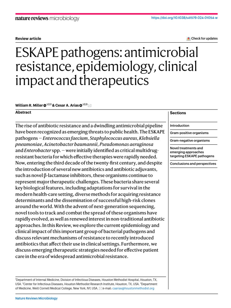 ESKAPE Pathogens: Resistance and Therapy | PDF | Beta Lactamase ...