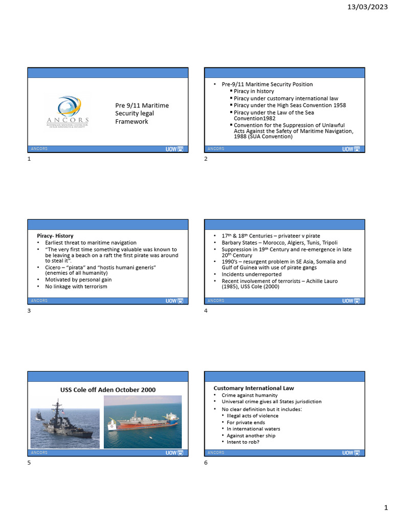 SEA 907 #2 Pre 9-11 Maritime Secutrity Legal Framework 23 | PDF ...