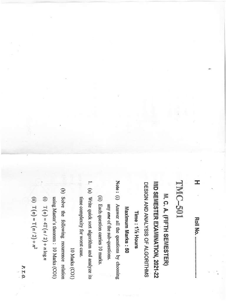 TMC 501 Mid 2021 22 | PDF