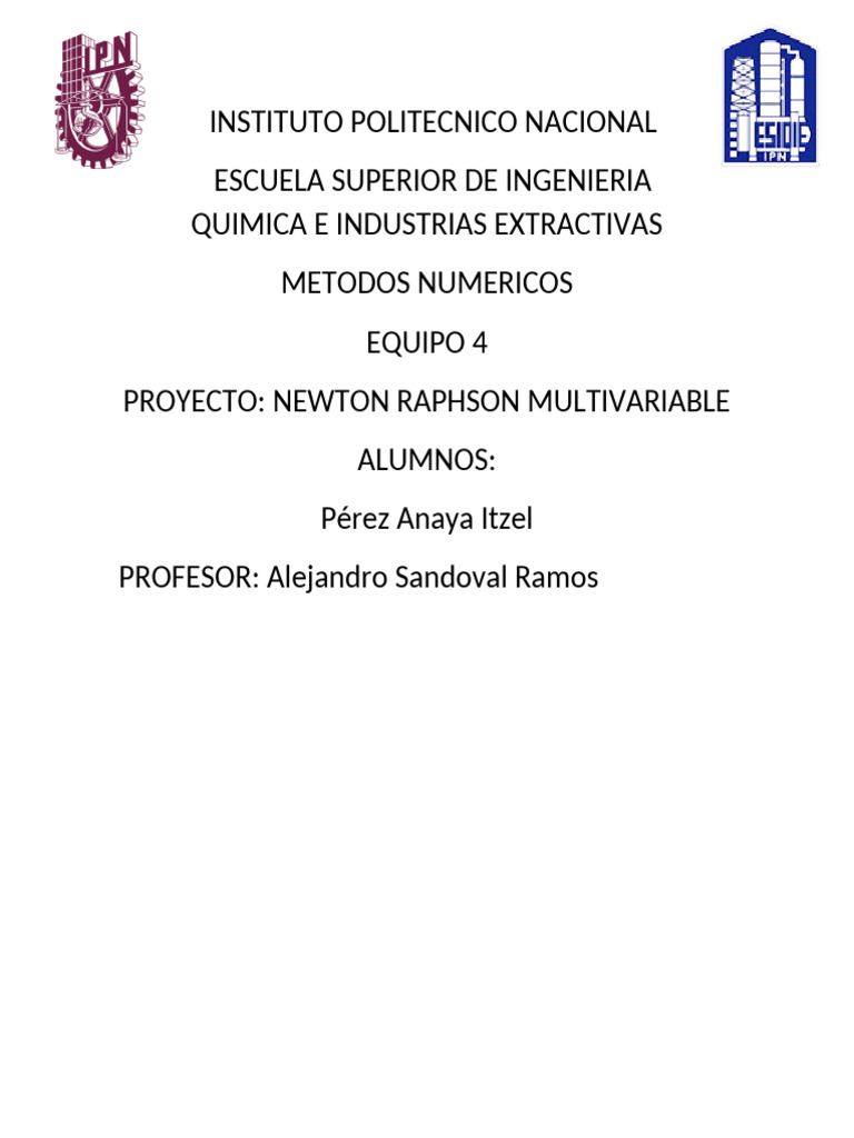 Método Newton-Raphson Multivariable | PDF | Ecuaciones | Sistema no lineal