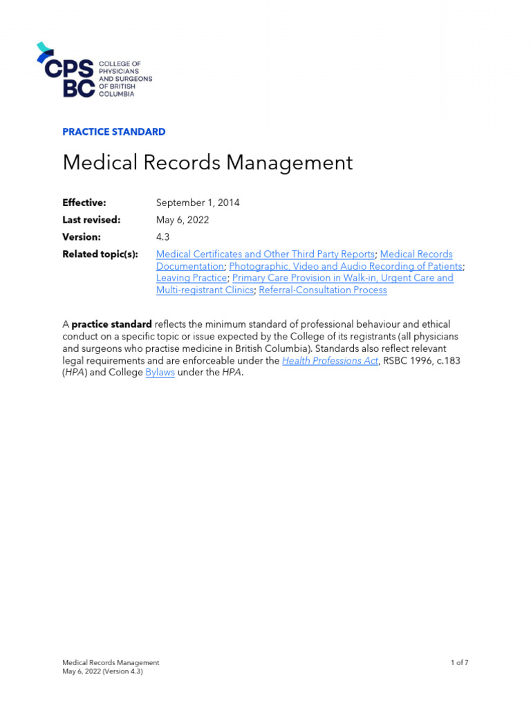 PSG Medical Records Management | PDF | Medical Record | Electronic ...