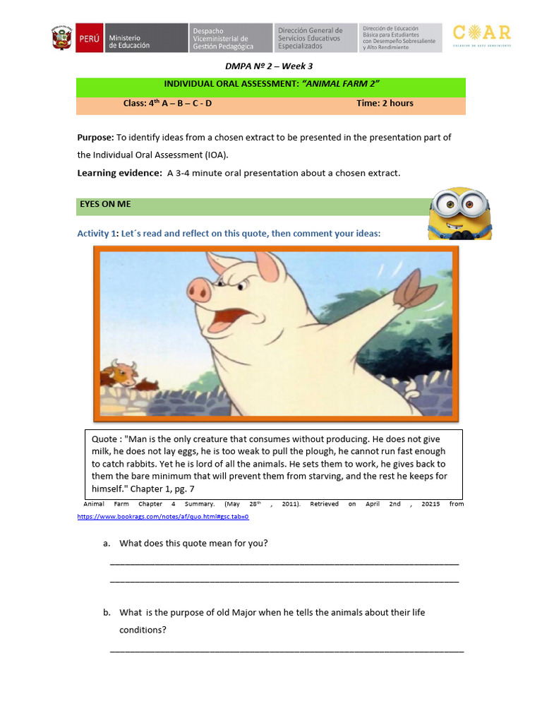 DMPA 2 - Animal Farm Week 3 | PDF