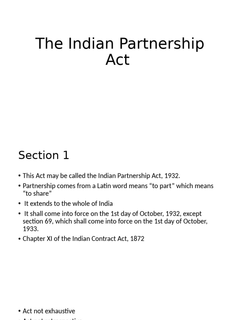 Overview of the Indian Partnership Act | PDF | Partnership | Law Of Agency