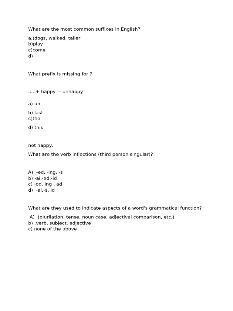 What Are the Most Common Suffixes in English | PDF