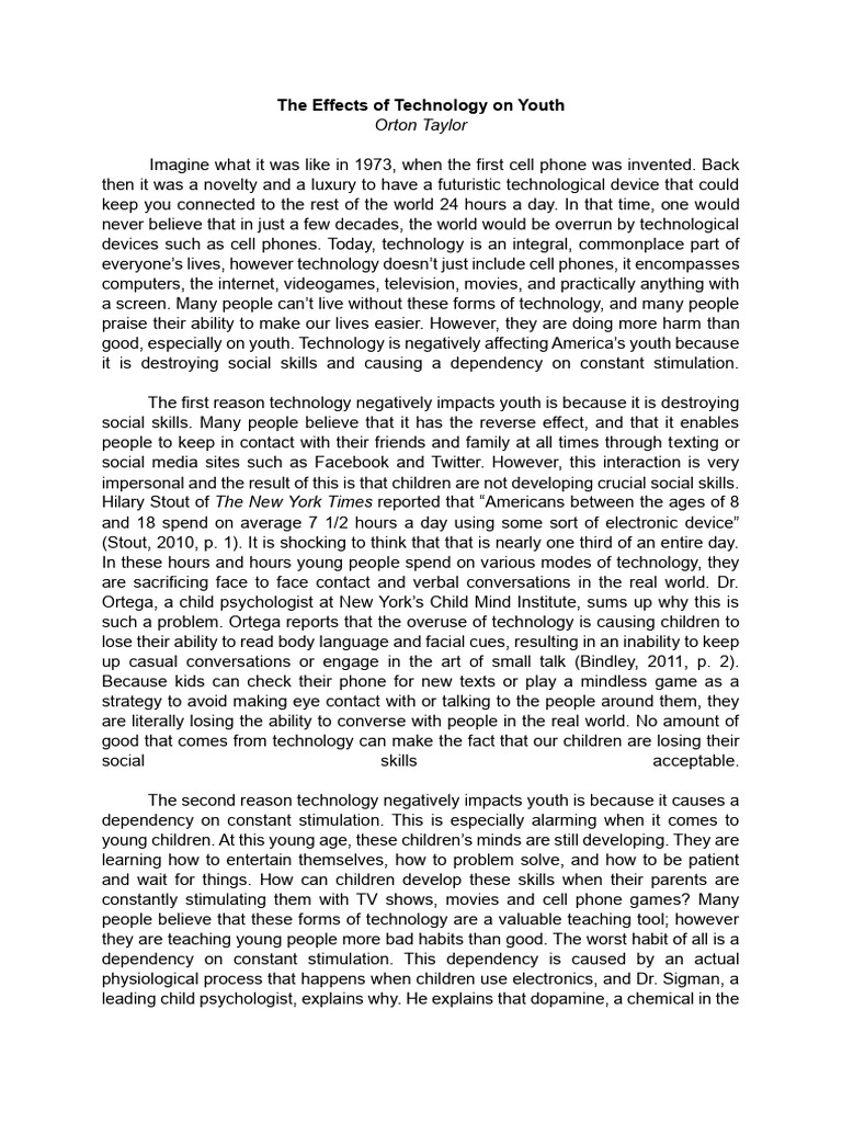 Impact of Technology on Youth Skills | PDF | Developmental Psychology ...
