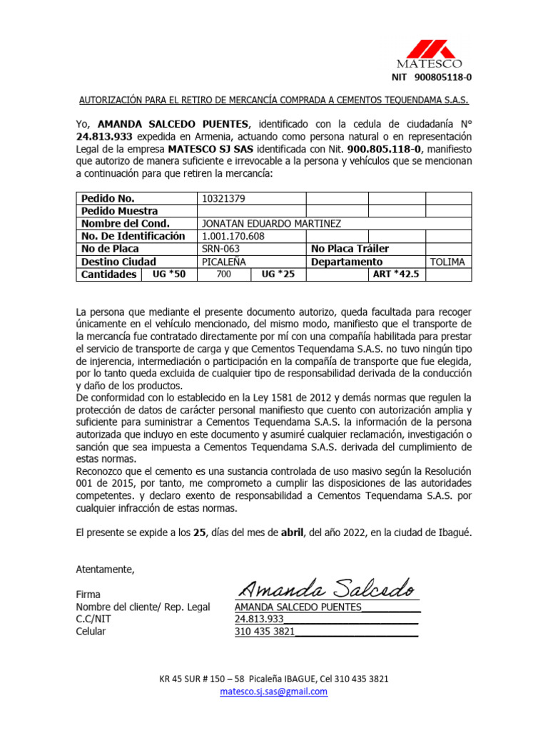 Carta_Retira 10321379 SRN-063 | PDF