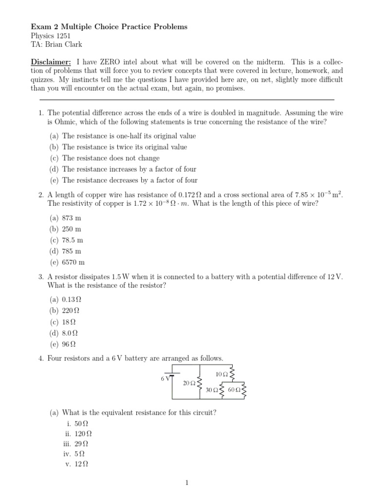 Exam-2-Multiple-Choice-Practice-Problems-1kkn3ob | PDF | Capacitor ...